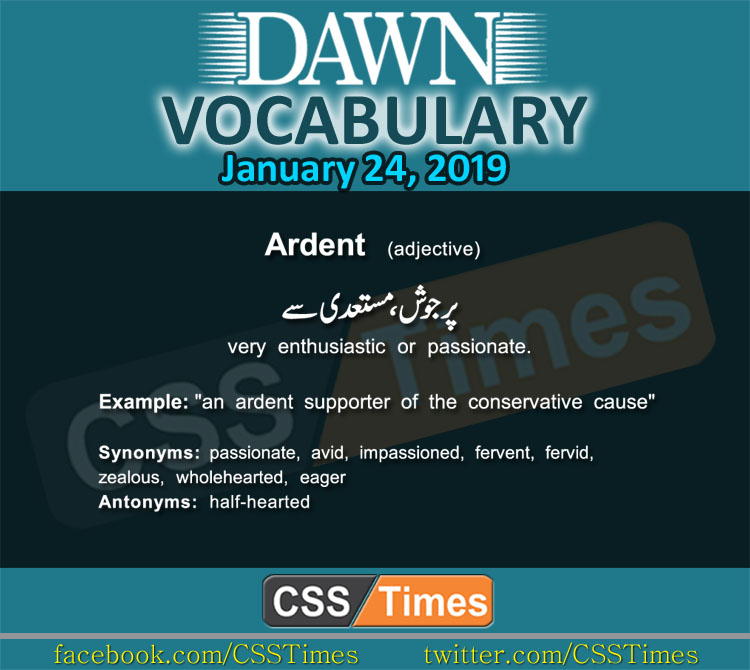 Daily Dawn Vocabulary With Urdu Meaning 24 January 2019 CSS Times