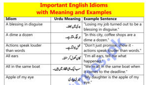 Important English Idioms with Meaning and Examples